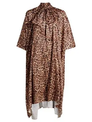 AZEEZA Raini Leopard-print Satin Midi-dress