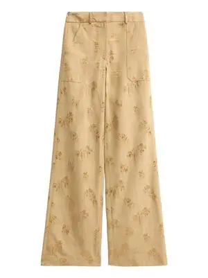Veronica Beard Cole Printed Cotton-blend Pants - Sand