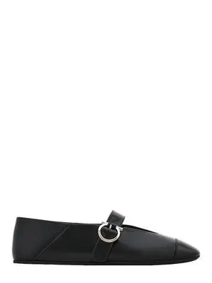 FERRAGAMO Nena Leather Ballet Flats - Nero