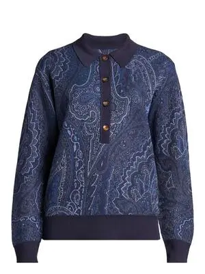 Etro Paisley Knit Polo Top - Multi