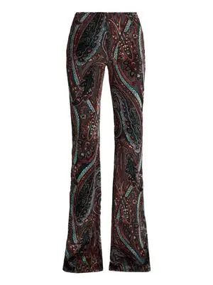 Etro Velvet Paisley Sheer Kick Flare Leggings - Multi