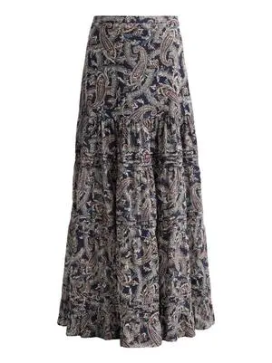 Veronica Beard Heatheralyn Paisley Maxi Skirt - Navy Multi