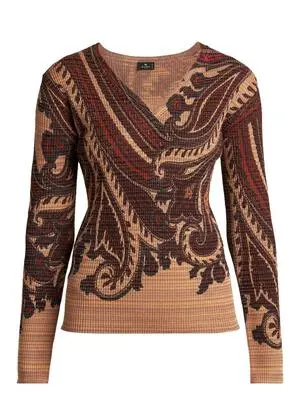 Etro Stamped Paisley V-neck Top - Multi