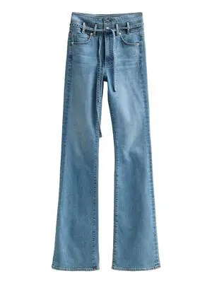 VERONICA BEARD Beverly Stretch-cotton Tie-waist Flare Jeans