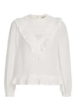 LINGUA FRANCA Patchwork Lace Cotton Shirt