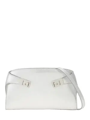 FERRAGAMO Hug Metallic Leather Crossbody Bag - Silver