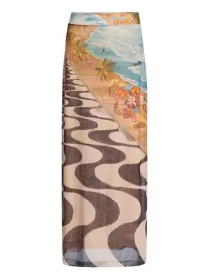 FARM RIO Copacabana Beach Printed Maxi Skirt