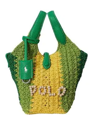 Polo Ralph Lauren Crocheted Logo Mini Tote Bag Green Multi Polo