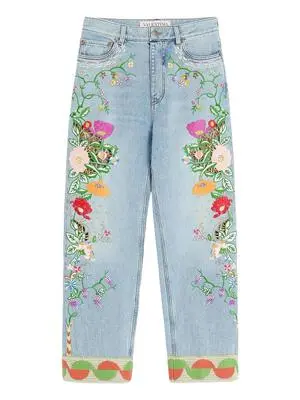 Valentino Garavani Embroidered Denim Pants - Multicolour