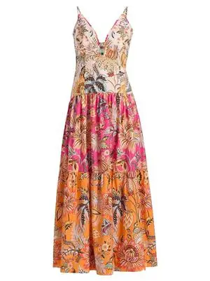 Farm Rio Ligia Floral Tiered Maxi Dress - Multi