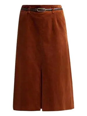 Veronica Beard Alexie Corduroy Midi Skirt - Rust
