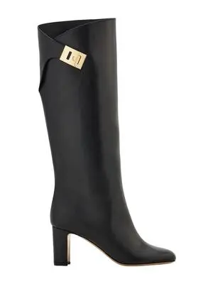 FERRAGAMO Elli 70mm Hug Buckle-detail Leather Boots - Nero
