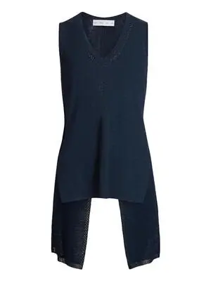 Proenza Schouler White Label Heyde Linen-blend Back Slit Sweater - Navy
