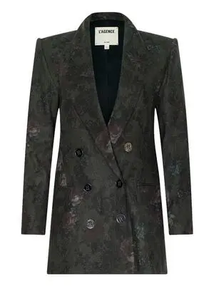 L'Agence Jayda Relaxed Double-breasted Blazer - Deep Forest Multi