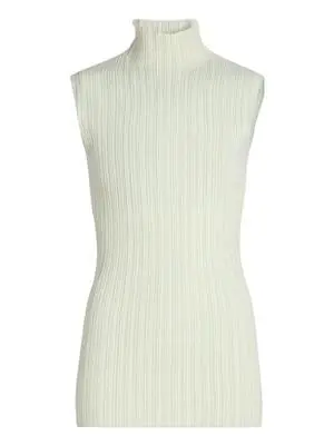 Proenza Schouler Federica Micro Pleat Sleeveless Turtleneck Top - Mint