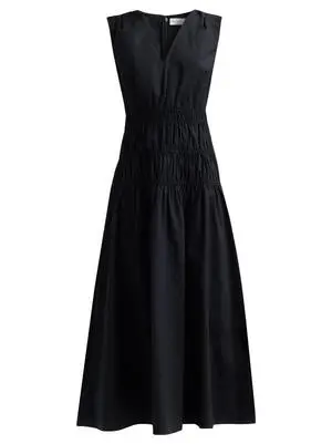 Proenza Schouler White Label Loren Smocked Poplin Midi-dress - Black