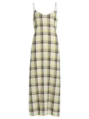 Proenza Schouler White Label Evelyn Plaid Gauze Maxi Dress - Straw Multi