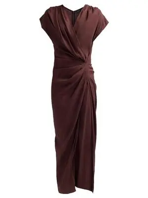 Proenza Schouler Bettina Linen-blend Draped Midi-dress - Espresso