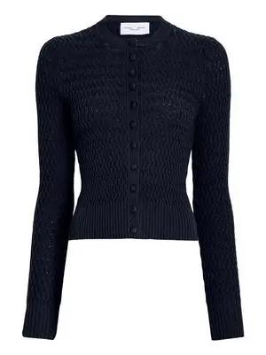 Proenza Schouler White Label Marci Cable-knit Crewneck Cardigan - Navy