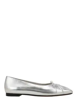 Vince Dany Ruched Leather Ballet Flats - Silver