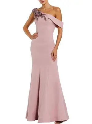 Mac Duggal Embellished Crepe Off-the-shoulder Mermaid Gown - Rose