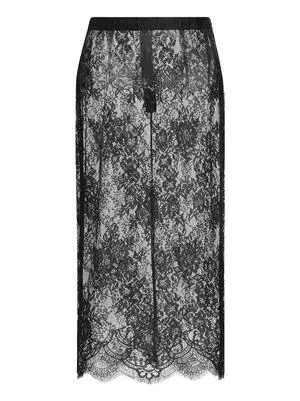L'Agence Makena Sheer Floral Lace Pencil Skirt - Black