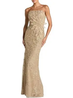 Mac Duggal Evening Strapless Mermaid Gown - Gold