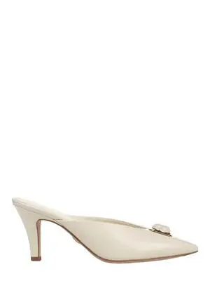 Veronica Beard Rochelle Cabochon 75mm Leather Mules - Limestone