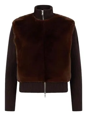 Moose Knuckles Dua Bunny Wool-cashmere Zip Cardigan - Espresso