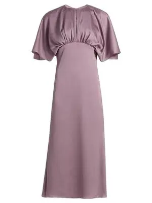 Amsale Satin Flutter-sleeve Midi-dress - Iris