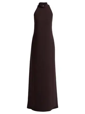 Amsale Sleeveless Turtleneck Gown - Raisin