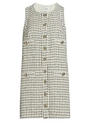 REFORMATION Tropez Plaid Sleeveless Minidress - Cream Check