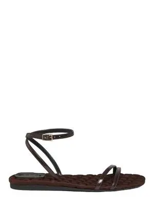 Aera Faye Vegan Brushed Leather Flat Sandals - Brown