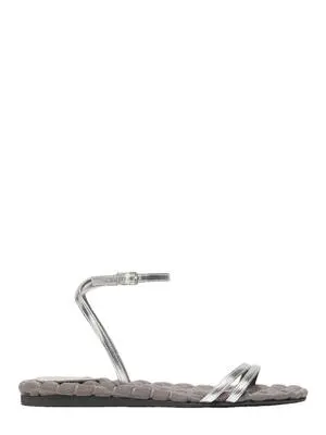 Aera Faye Vegan Brushed Leather Flat Sandals - Silver