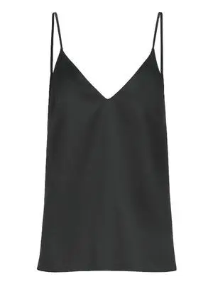 Brunello Cucinelli Stretch Silk Satin Camisole Top Black