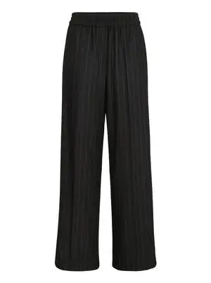 Brunello Cucinelli Comfort Virgin Wool Dazzling Chalk Stripe Loose Track Trousers - Blue