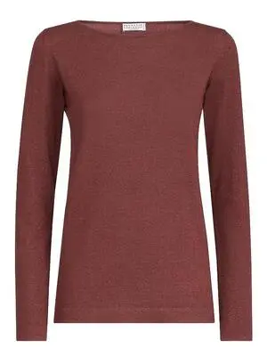 Brunello Cucinelli Sparkling Cashmere And Silk Lightweight Sweater - Ruby