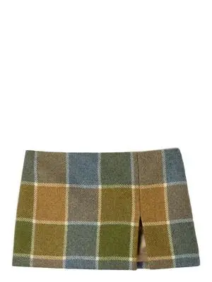 Miu Miu Checked Mini Skirt - Brown
