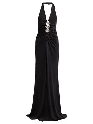 Cinq À Sept Kessan Embellished Halter Gown - Black