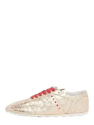 Marni Metallic Crinkle Low-top Sneakers - Silver