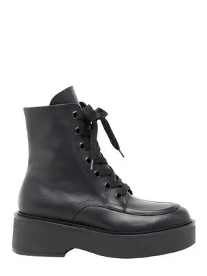 GIANVITO ROSSI 20mm Leather Lace-up Boots Black