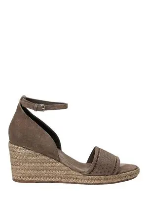 Brunello Cucinelli Suede Espadrille Wedge Sandals - Grey