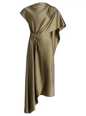 Amsale Satin Draped Cocktail Dress - Olive