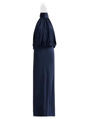 Amsale Blouson Halter Gown - Navy