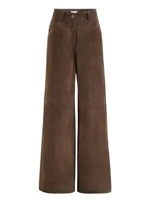 Brunello Cucinelli Suede Baggy Trousers With Monili - Rust Brown