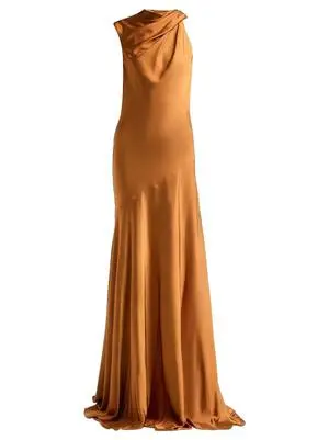 Amsale Liquid Satin Draped Gown - Copper