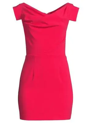 Black Halo Jacqueline Stretch Crepe Off-the-shoulder Minidress - Fuchsia