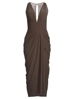 Black Halo Elara Mesh Midi-dress - Espresso