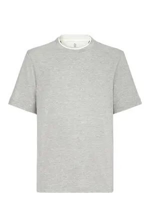 Brunello Cucinelli Silk And Cotton Lightweight Jersey Crew-neck T Shirt Grey