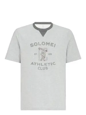 Brunello Cucinelli Cotton Jersey Crew-neck T-shirt With Print Grey